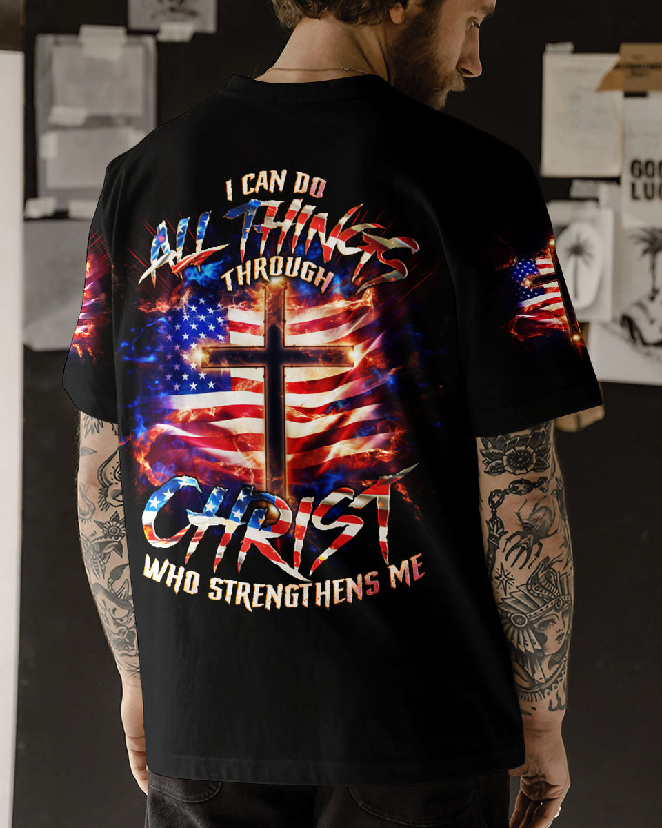 I Can Do All Things Through Christ Cross Flag Men's All Over Print Shi ...