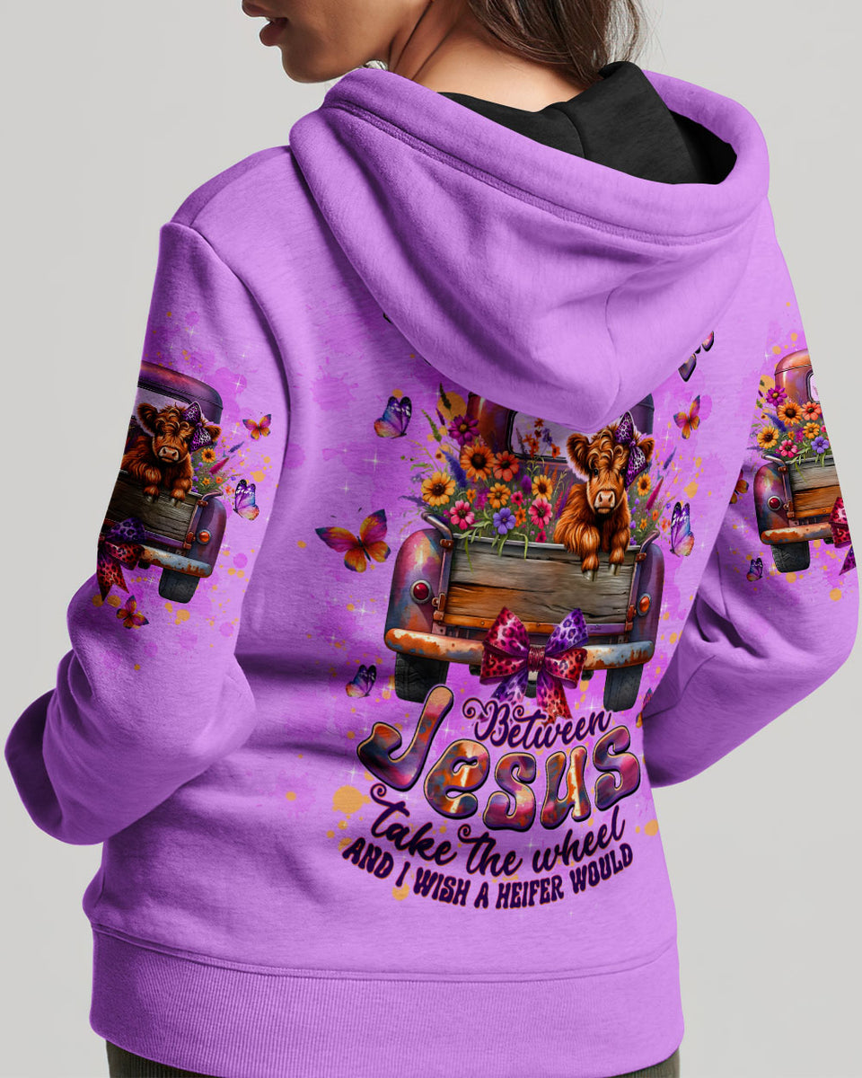 Living Life Somewhere Between Jesus Cow Truck Women's All Over Print S ...